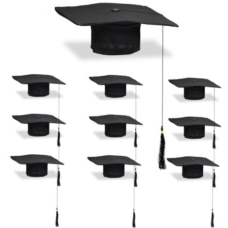 Relaxdays Chapeau de diplômé, gland, en lot de 10, pour la remise des ...