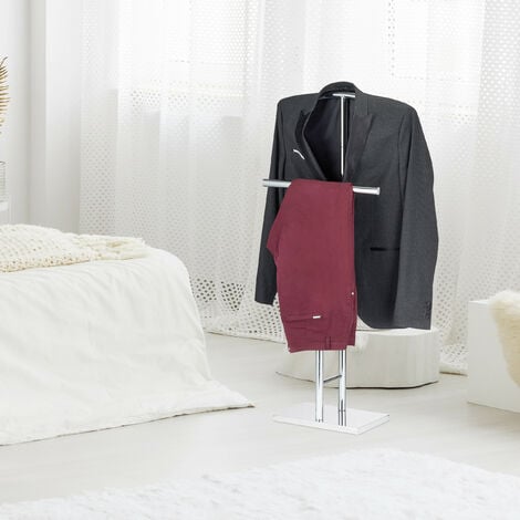 Relaxdays Valet de chambre chrome, chevalet, portant habits, de nuit ...