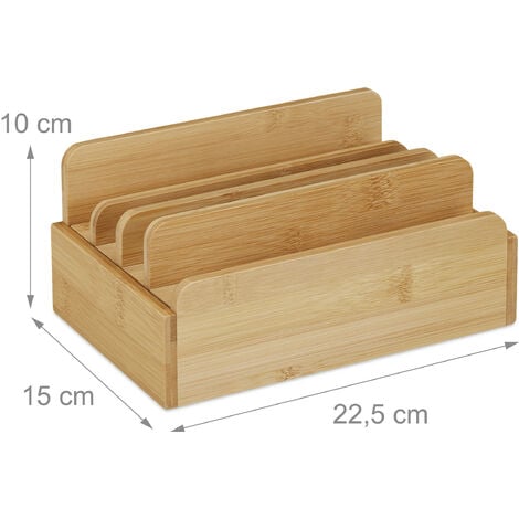 Relaxdays Station de recharge en bambou, plusieurs appareils, tablettes ...