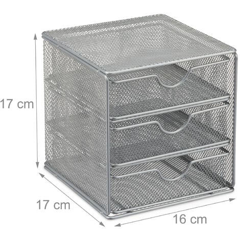 Relaxdays Organiseur de bureau 3 tiroirs métal fournitures stylos ...