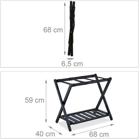 Relaxdays Repose-valise, pliant, bambou, HxLxP : 59x68x40 cm, porte ...