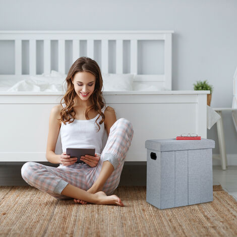 Relaxdays Pouf Contenitore per Sedersi, Coperchio Imbottito, HxLxP: 49 ...