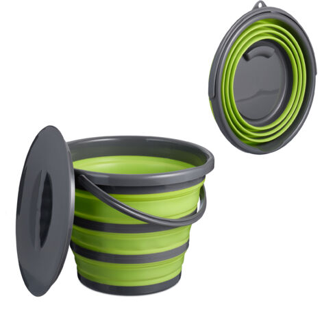 Relaxdays Secchio Pieghevole 10 L, con Coperchio, Maniglia e Occhiello ...