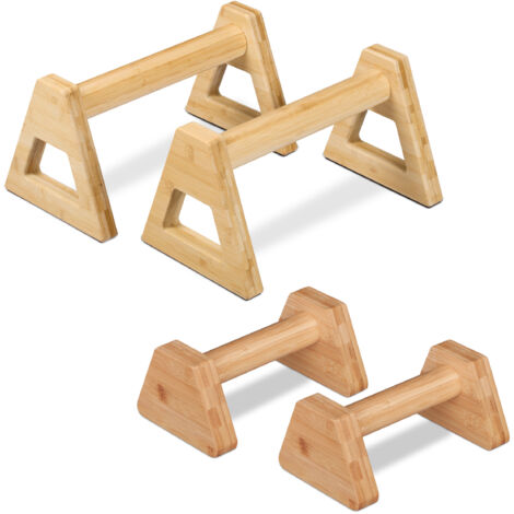 Relaxdays Maniglie Push Up, Set da 4 Manubri Fitness in Bambù ...