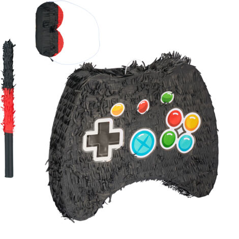 Relaxdays Pignatta Set Bastone e Maschera, Piñata Joystick Vuota, Gioco ...