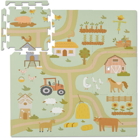 Relaxdays Tappeto Gioco Bambini, 21 Tasselli Puzzle a Tema Fattoria ...