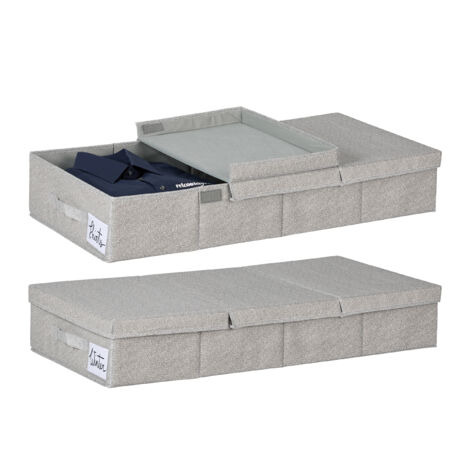 Relaxdays Set 2 Custodie Sottoletto, Organizer Sotto Letto, Contenitori ...