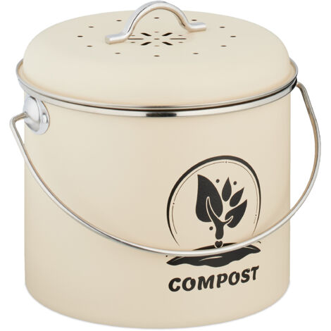 Relaxdays Pattumiera da Cucina per Umido, Cestino Organico 3,5 L ...