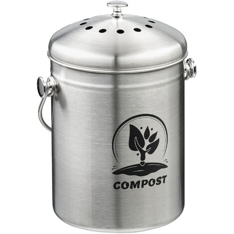 Relaxdays Pattumiera da Cucina Umido, Cestino Organico 5 L, Secchio ...