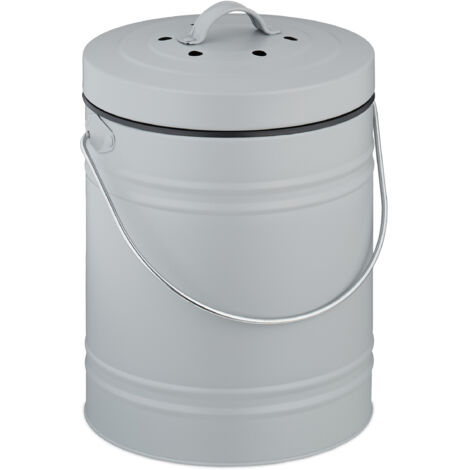 Relaxdays Pattumiera da Cucina per Umido, Cestino Organico 5 L, Secchio ...