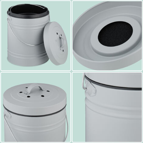 Relaxdays Pattumiera da Cucina per Umido, Cestino Organico 5 L, Secchio ...