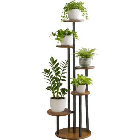 Relaxdays Scaffale Portapiante a 5 Ripiani, Ferro e MDF, Scala Porta ...