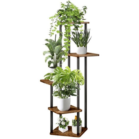 Relaxdays Scaffale Portapiante a 5 Ripiani in Ferro e MDF, Scala Porta ...