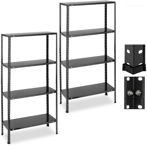 Relaxdays Scaffali in Acciaio, Set da 2, 147,5x75,5x30,5 cm, 4 Ripiani ...