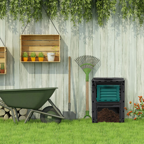 Relaxdays Cubo para Compost de Jardín 230 l, Compostador Rápido ...