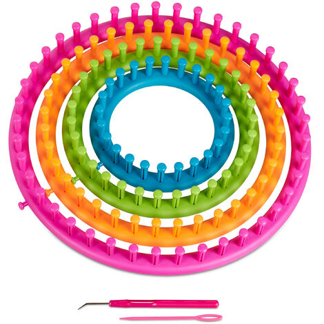 Relaxdays Kit Tejer, Set 4 Telares Circulares, Niños y Principiantes, Ø ...