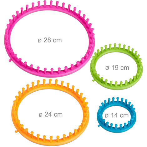 Relaxdays Kit Tejer, Set 4 Telares Circulares, Niños y Principiantes, Ø ...