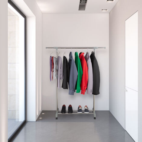 Relaxdays Burro de Ropa con Ruedas, con Barra para Colgar y Balda ...