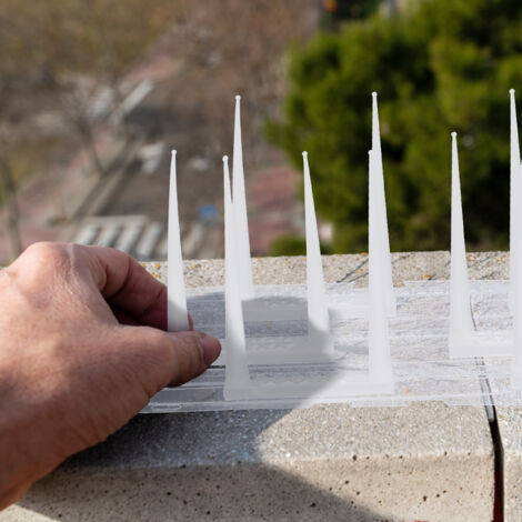 Relaxdays Pack 4 Pinchos Antipalomas, 9 x 40 x 9,5 cm, Púas Ahuyentar ...