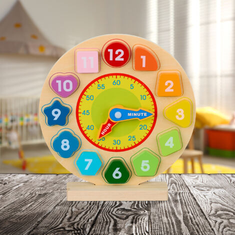 Relaxdays Reloj Educativo Infantil, Juguete de Madera, Aprender las ...