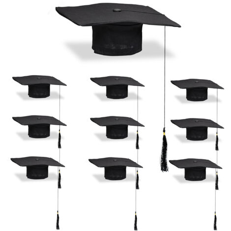Relaxdays Gorro de graduado, set de 10, con borla, para bachillerato ...
