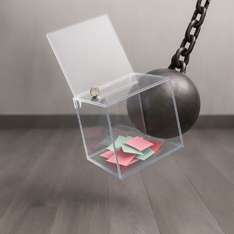 Relaxdays Caja de sorteos, acrílica, cerrable, tapa abatible, H x A x F ...