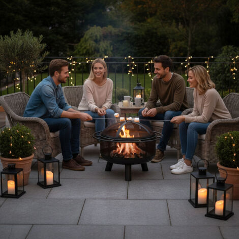 Relaxdays Brasero con malla anti-chispas, HD: 52 x 60 cm, atizador ...