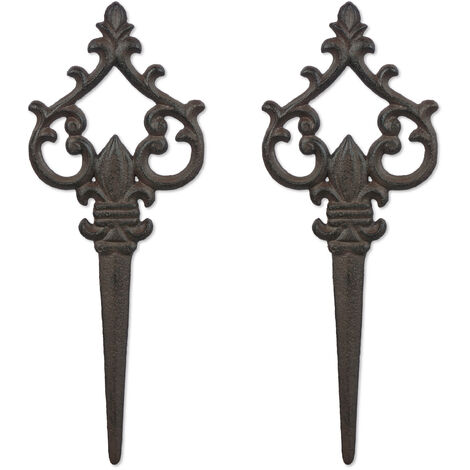 Relaxdays 2x Garden Stakes, Antique Design, HxW 32x13 cm, Flower Pots ...