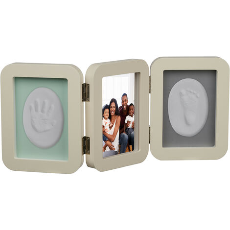 Relaxdays Baby Photo Frame, Handprint, Footprint, 1 Picture, Newborn ...