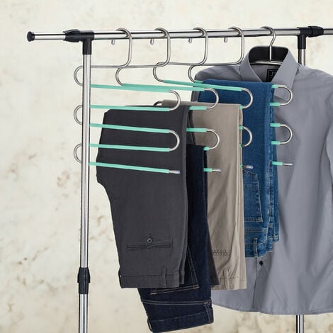 Relaxdays, Set of 4 Multi Trouser Hangers, S-Shaped, 5 Rails, Non-Slip ...