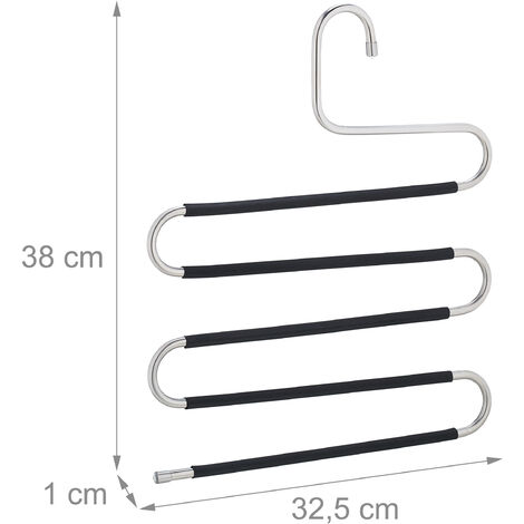 Relaxdays, Set of 4 Multi Trouser Hangers, S-Shaped, 5 Rails, Non-Slip ...