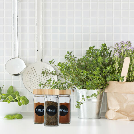 Relaxdays Spice Jars, 20x Set, Sprinkle Insert, Spice Jars Glass, 120 ...