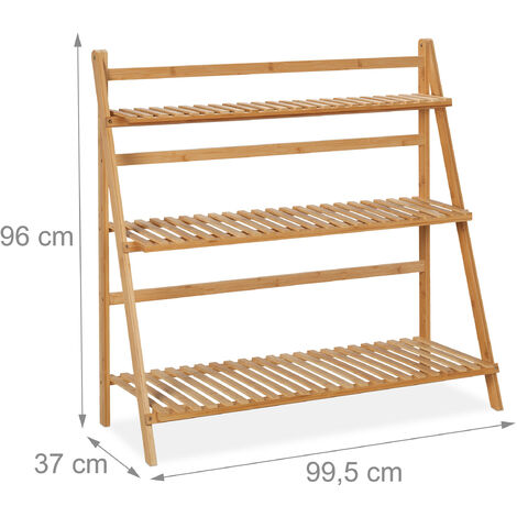 Relaxdays Bamboo Flower Rack, Indoors Plant Stand with 3 Levels, HWD ...