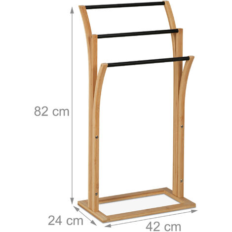 Relaxdays Towel Rack, Bamboo, 3 Staggered Rails, HWD: 82 x 42 x 24 cm ...