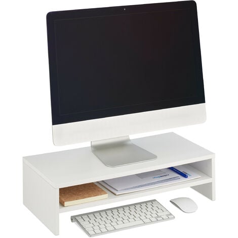 Relaxdays Monitor Stand, Additional Compartment, HWD 14.5 x 54 x 25.5 ...