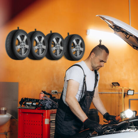 Relaxdays Wall Tyre Hooks, Set of 4, Brackets for Tires and Rims up to ...