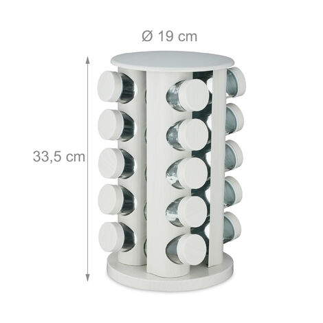 Relaxdays Spice Rack, Rotating, Carousel, with 20 Glass Jars, HxD 33.5 ...
