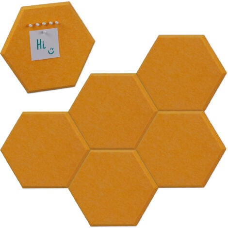 Relaxdays Felt Pin Boards, Set of 6, Self-Adhesive, Hexagonal, 26 x 30 ...