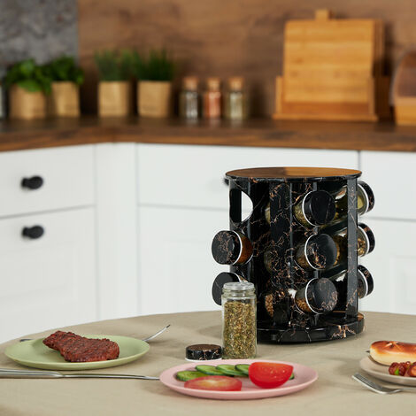 Relaxdays Spice Carousel, Rotating, Rack with 12 Empty Glass Jars, HxØ ...