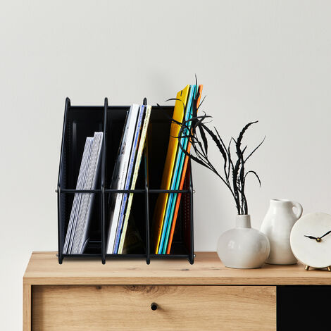 Relaxdays Magazine File, A4, 3 Compartments, Mesh Design, 31.5 x 24 x ...