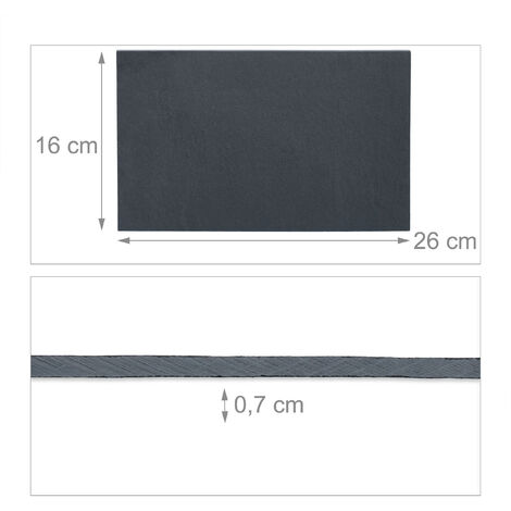 Relaxdays Slate Plates, Set of 6, Rectangular Serving Platters, 26 x 16 ...
