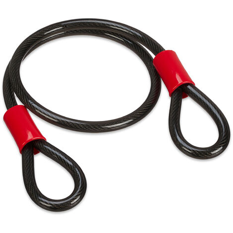 Relaxdays Lock Cable 1m, Coathed Steel Cable with Eyelets, 12 mm, Bike ...