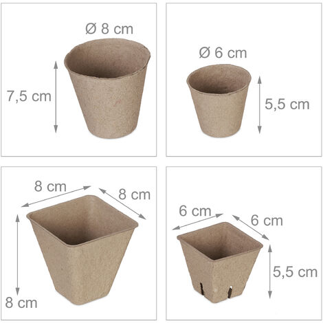 Relaxdays Set of 96 Growing Pots in Different Sizes, Including ...
