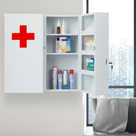 Relaxdays XXL Medicine Cabinet, 2 Doors, Lockable, 11 Compartments, 53. ...