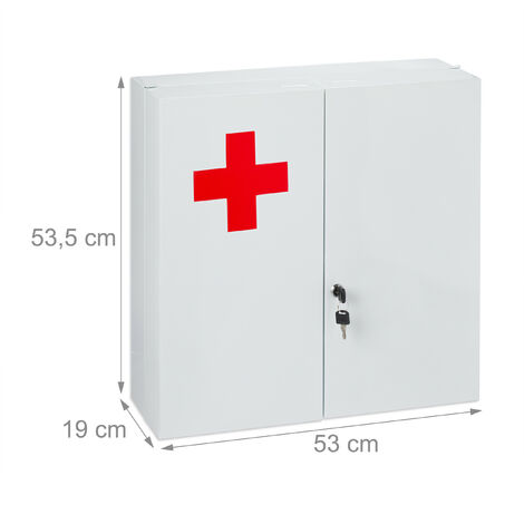 Relaxdays XXL Medicine Cabinet, 2 Doors, Lockable, 11 Compartments, 53. ...