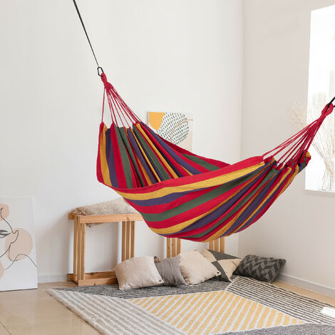 Relaxdays Hammock, XXL, Cotton, Indoor & Outdoor, 300 kg Load Capacity ...