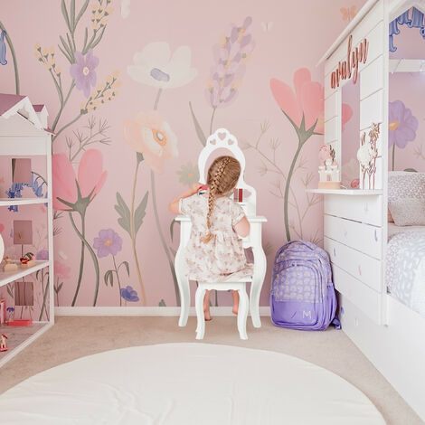 Relaxdays Children's Dressing Table, with Mirror & Stool, 110 x 50 x 30 ...