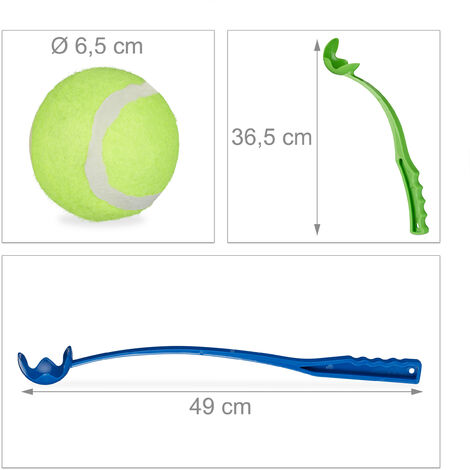 Relaxdays 4x Ball Slinger for Dogs, Playing Fetch, incl. 8 Tennis Balls ...
