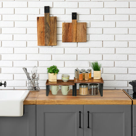 Relaxdays Table Shelf 2-pcs. Set, Kitchen Organiser for Spices, Dishes ...