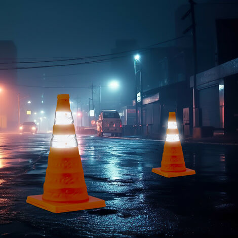 Relaxdays Large Pylons, Set of 4, Foldable Traffic Cones, Reflector ...